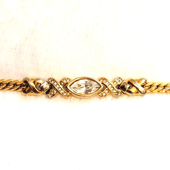 SAL | Jewelry | Vintage Swarovski Crystal Gold Bracelet Signed | Poshmark